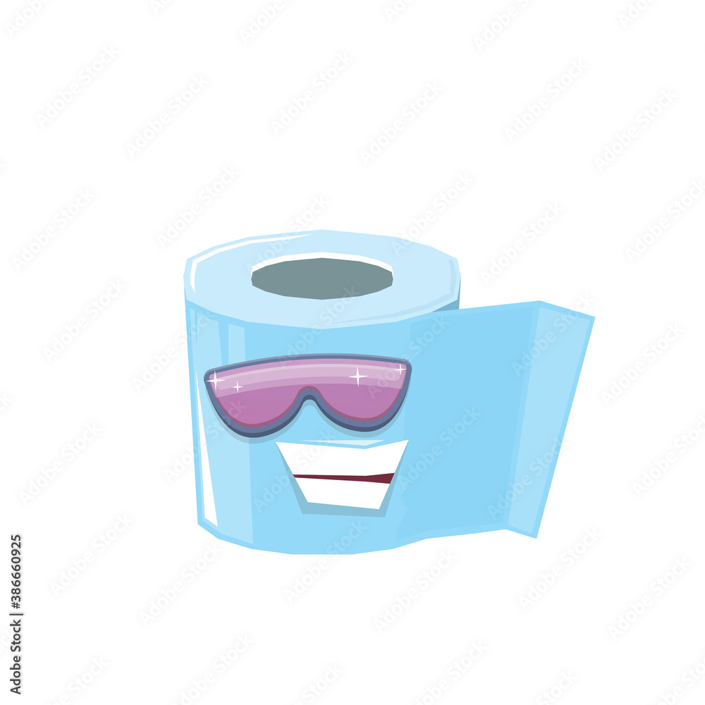 vector funny cartoon toilet paper roll character with sunglasses ...
