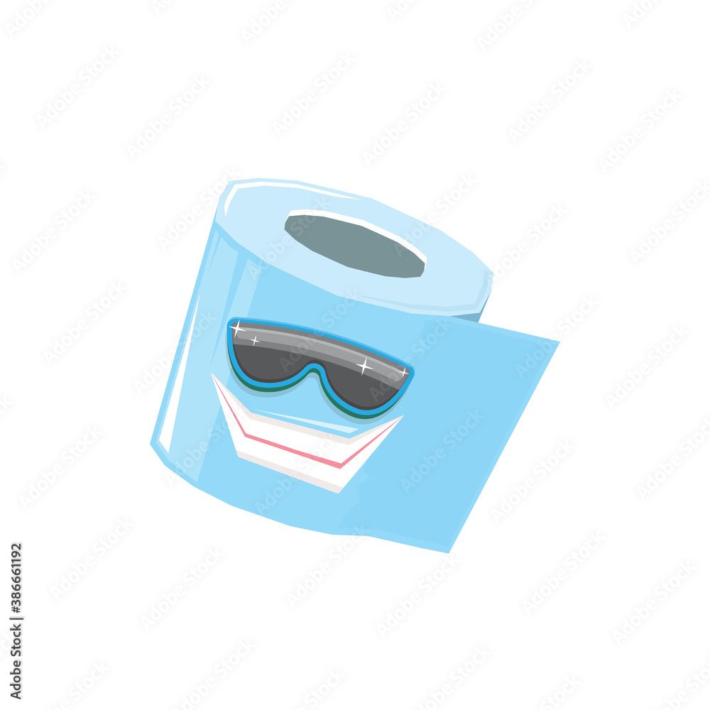 vector funny cartoon toilet paper roll character with sunglasses ...