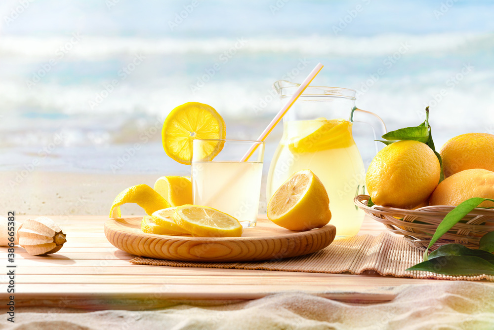 Freshly squeezed lemonade on the beach Stock Photo | Adobe Stock