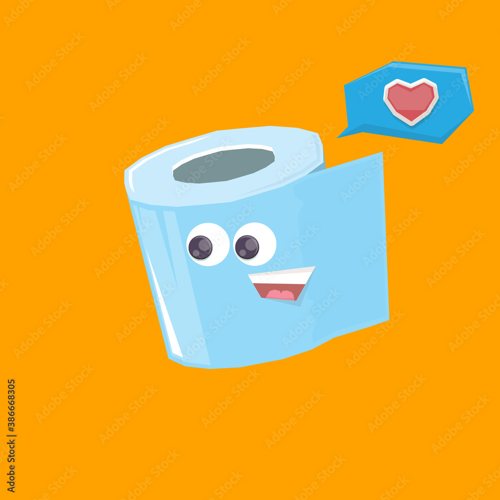 vector funny cartoon toilet paper roll character isolated on orange ...