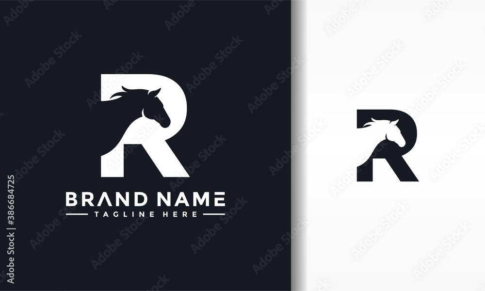 initials R horse logo Stock Vector | Adobe Stock
