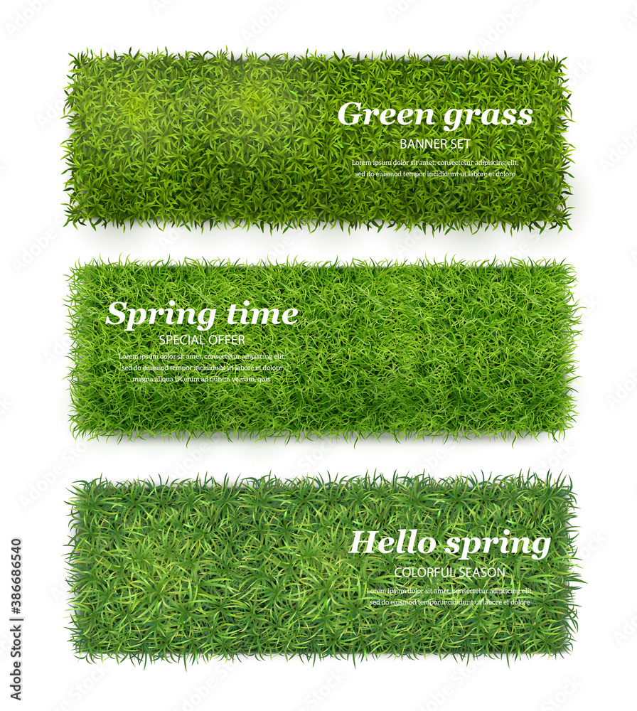 Green Grass Realistic Banners Stock Vector | Adobe Stock