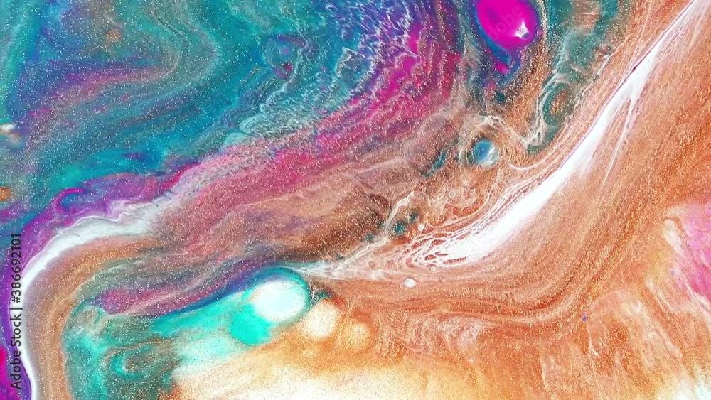 Fluid art painting video, modern acrylic texture with flowing effect ...
