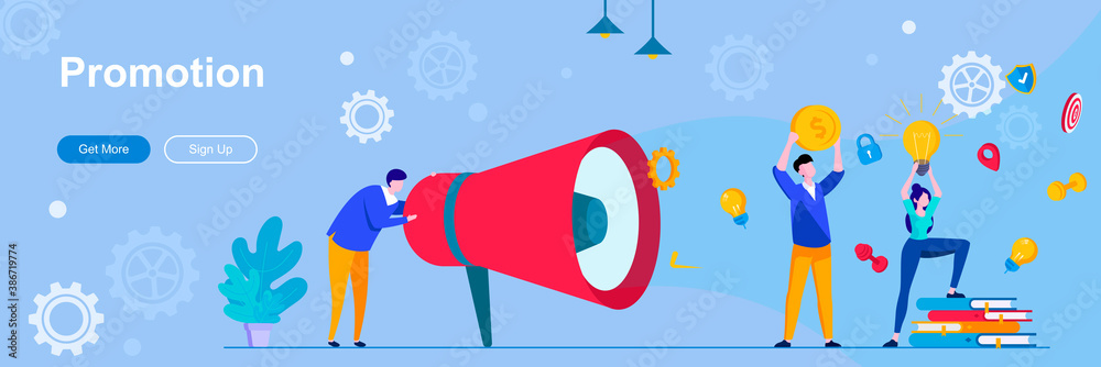 Promotion landing page with people characters. Digital marketing and ...