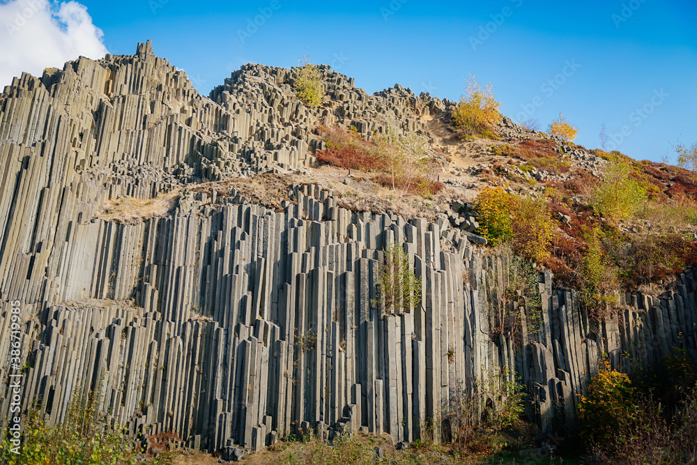 Rock formation natural monument Basalt organ. Polygonal structures of ...