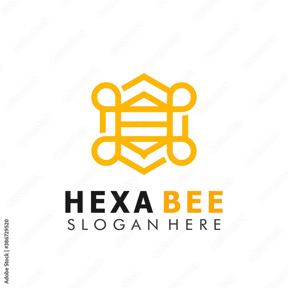 Hexagon Honey Bee creative modern logo design vector Illustration Stock ...