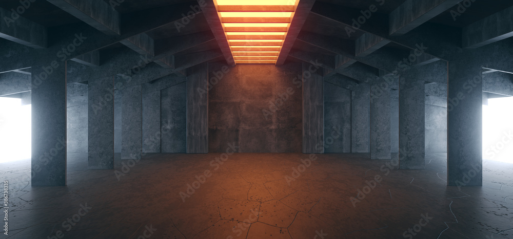 Modern Warehouse Cement Concrete Rough Modern Sci Fi Big Hangar Garage ...