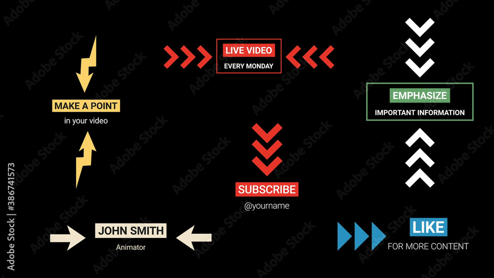 Text Lines with Blinking Arrows Overlay Stock Template | Adobe Stock