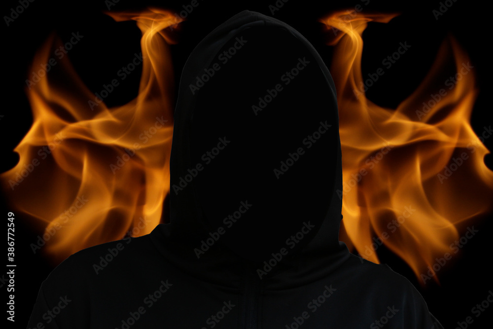 Death suit. An impersonal black robe with a hood, a symbol of death ...