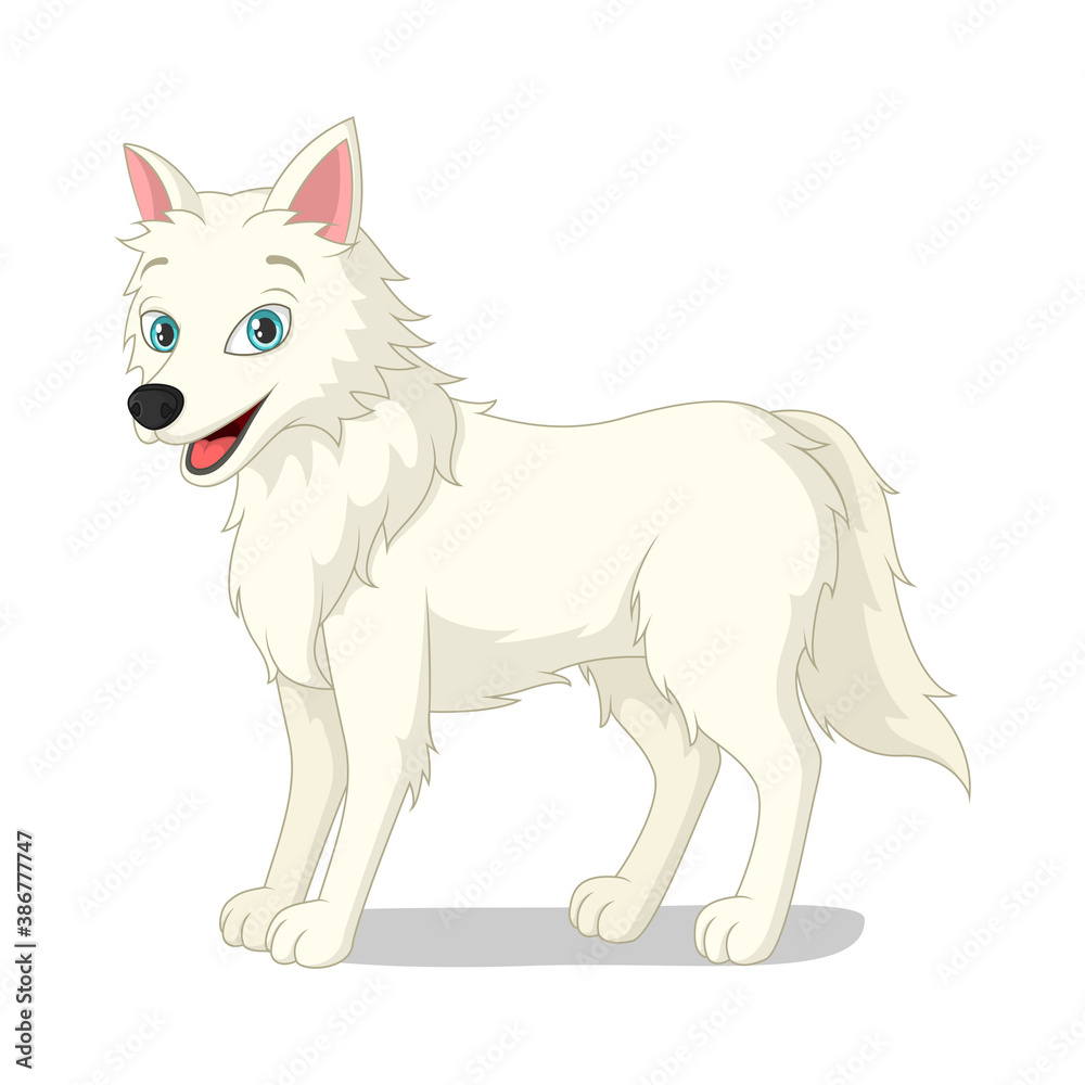 Cartoon arctic wolf on white background Stock Vector | Adobe Stock