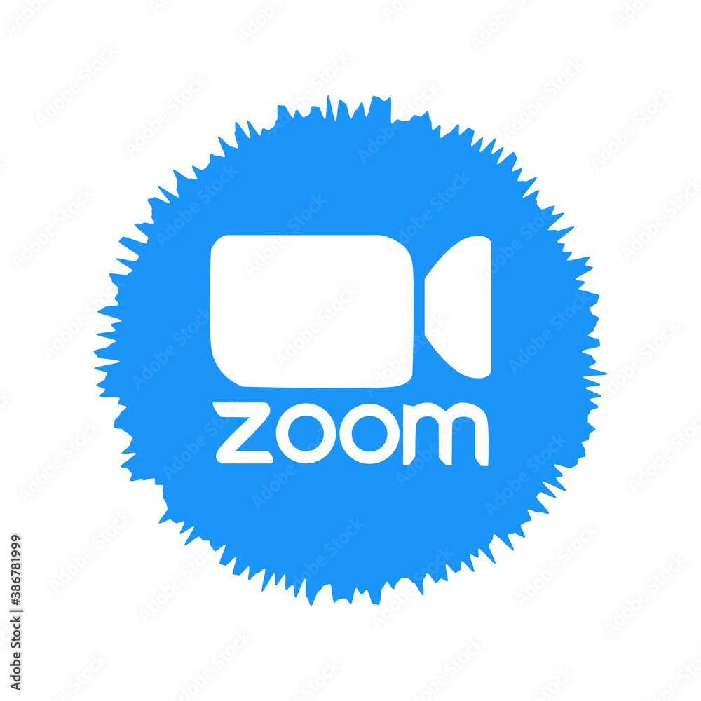 Zoom logo video conference application. Blue camera icon. Zoom app logo ...