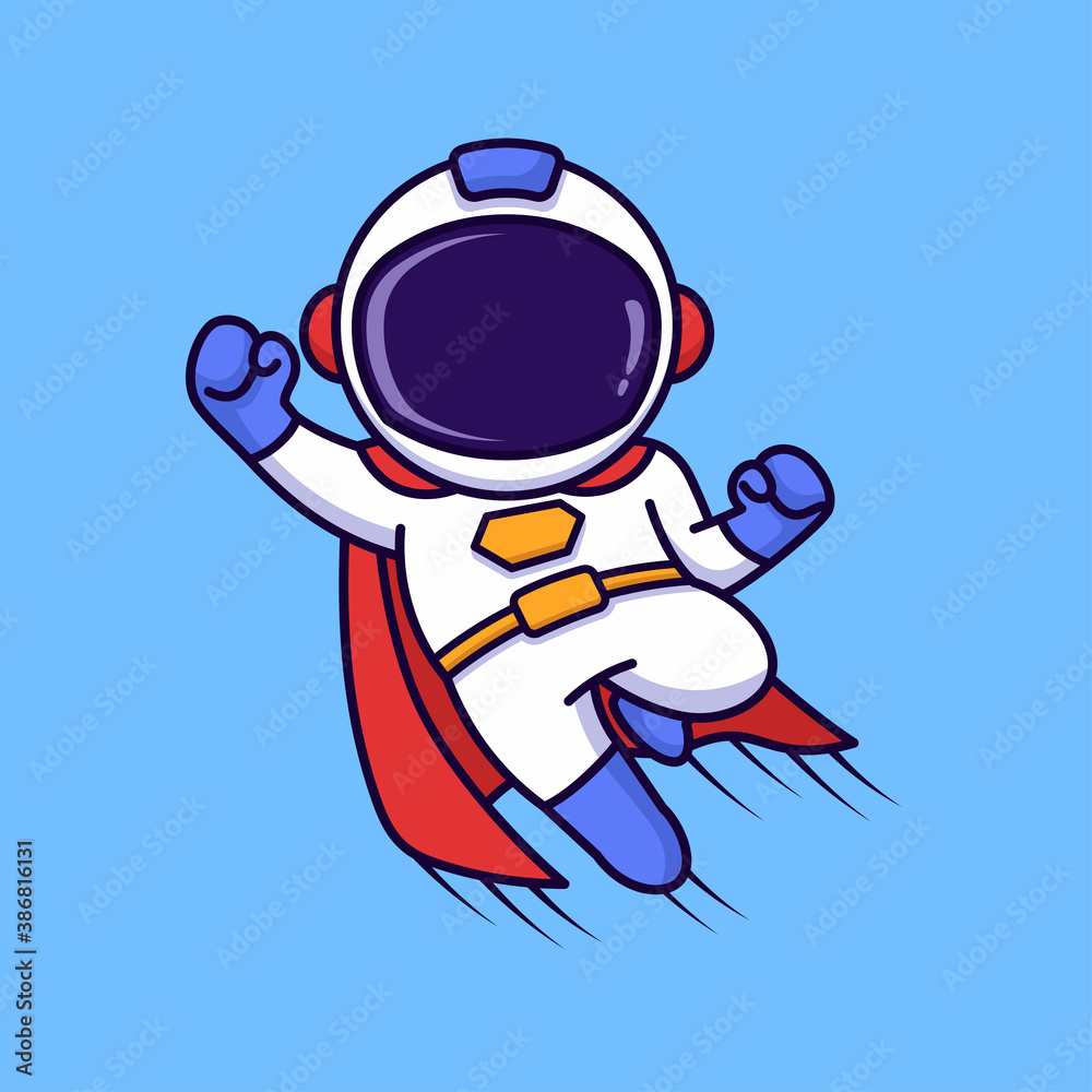 Super Astronaut cartoon character illustration Stock Vector | Adobe Stock