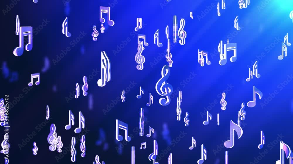 Rain of Blue Music Musical symbols and notes, beat, falling down. For ...