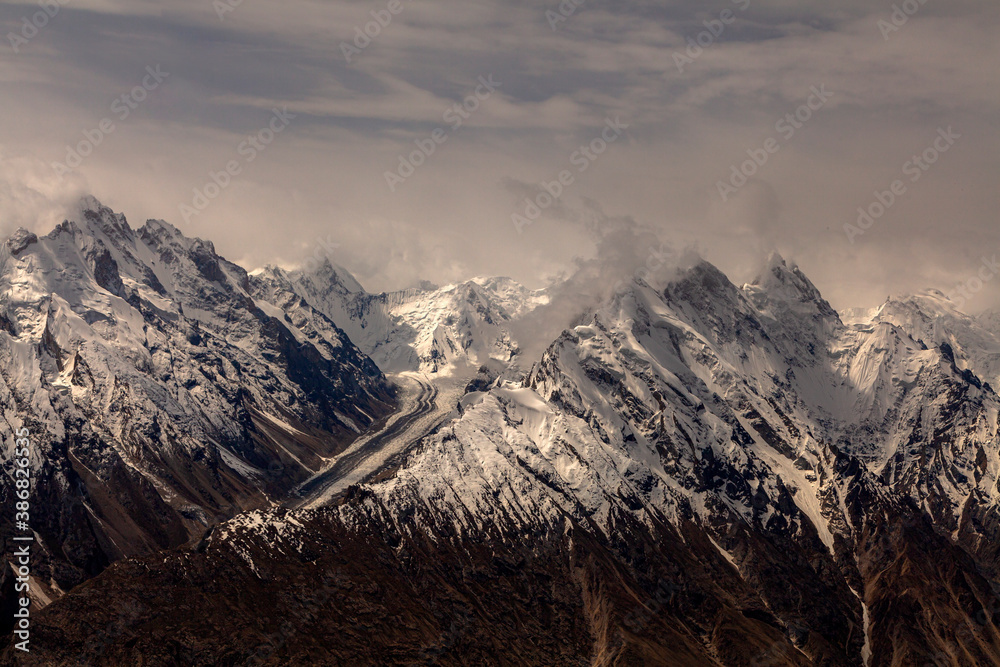 landscape of snow capped mountains in Himalayan range Pakistan Stock ...