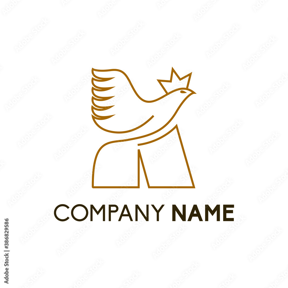 Elegant K letter logo design concept. Plus the symbol of a bird wearing ...