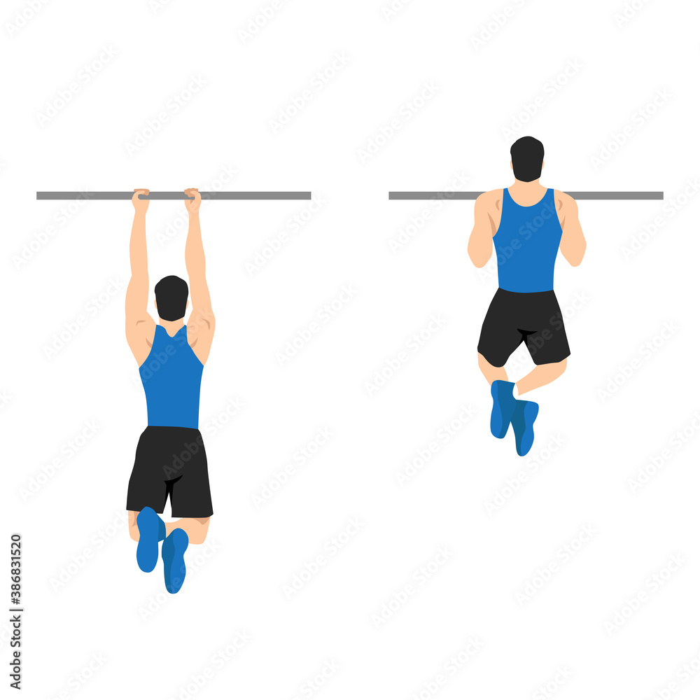 Man doing chin-ups workout. Fitness and bodybuilding exercise in the ...