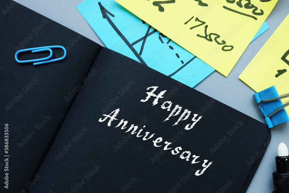 Business concept about Happy Anniversary with phrase on the page. Stock ...