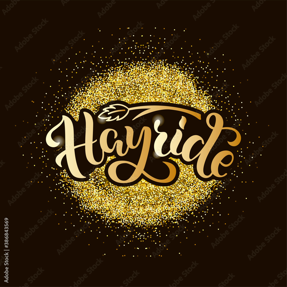 Vector illustration of hayride brush lettering for banner, leaflet ...