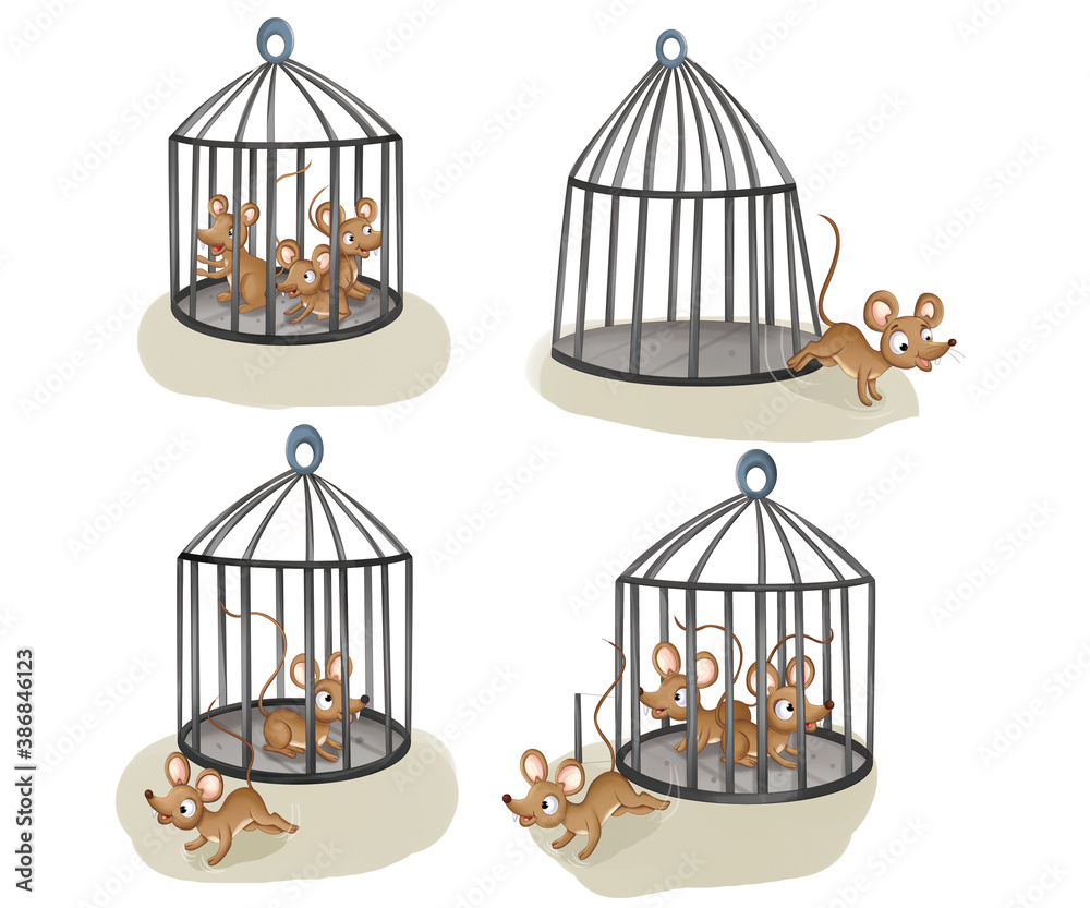 mouse in the cage Stock Illustration | Adobe Stock