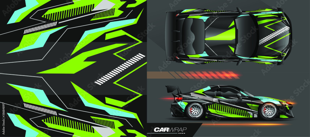 full car wrap design, with sporty abstract background Stock Vector ...