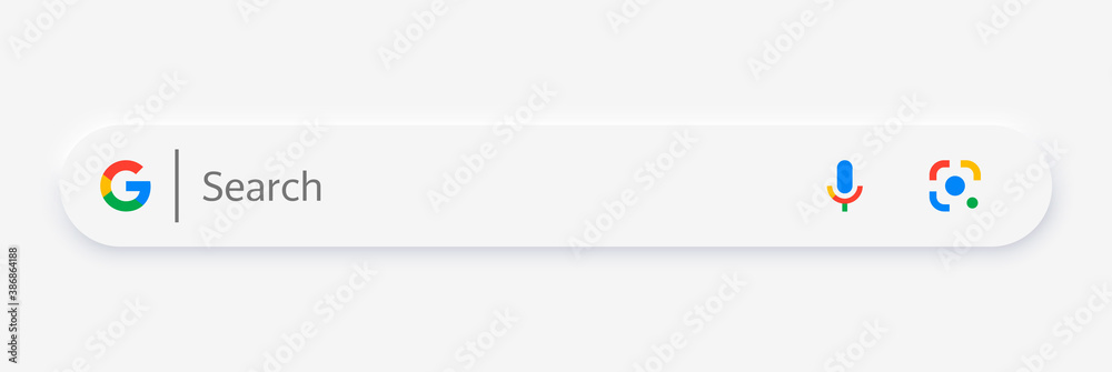 Google search bar. Search window in Neomorphism design light color ...