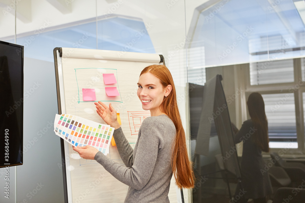 Presentation of a creative idea on the flipchart Stock Photo | Adobe Stock