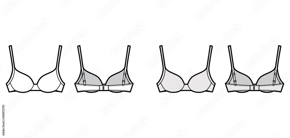 Bra contour molded cup lingerie technical fashion illustration with ...