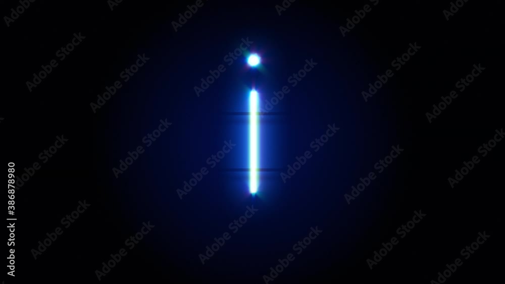 Neon font letter I lowercase appear in center and disappear after some ...