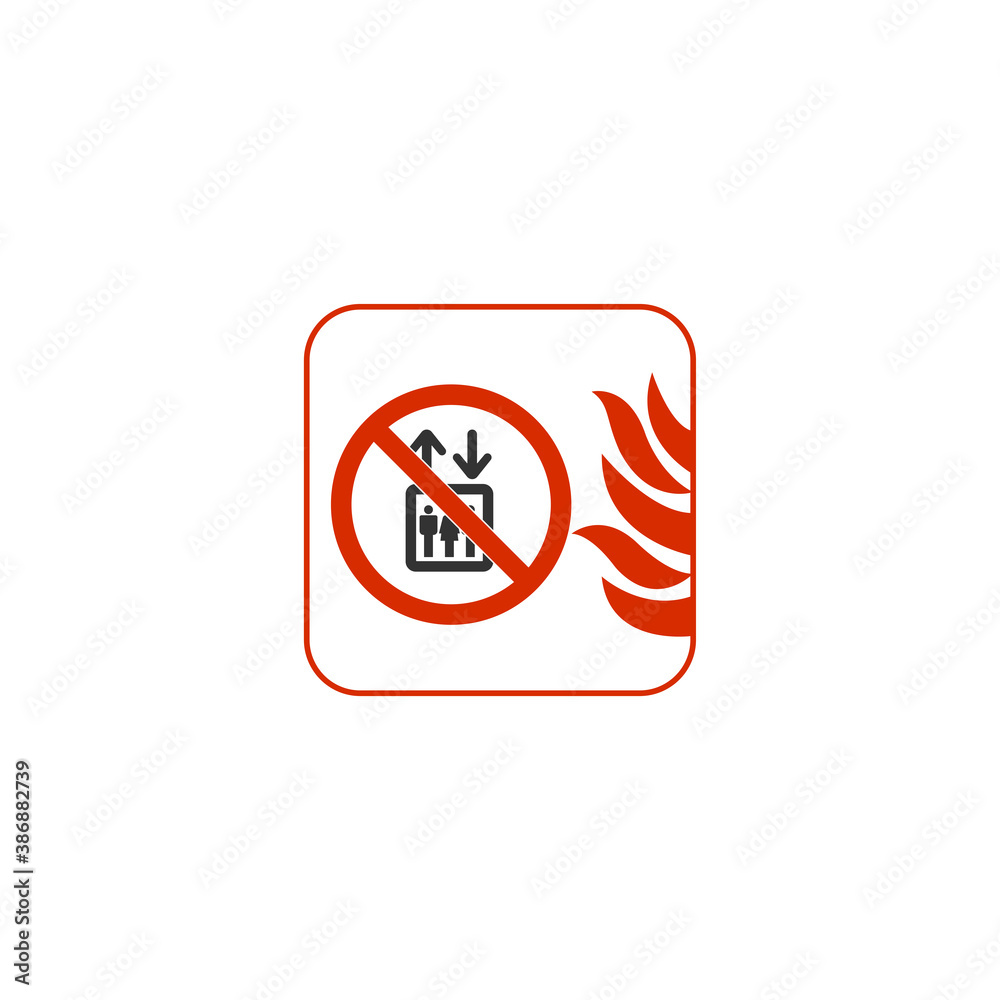 Do not use elevator sign icon isolated on white background. Emergency ...