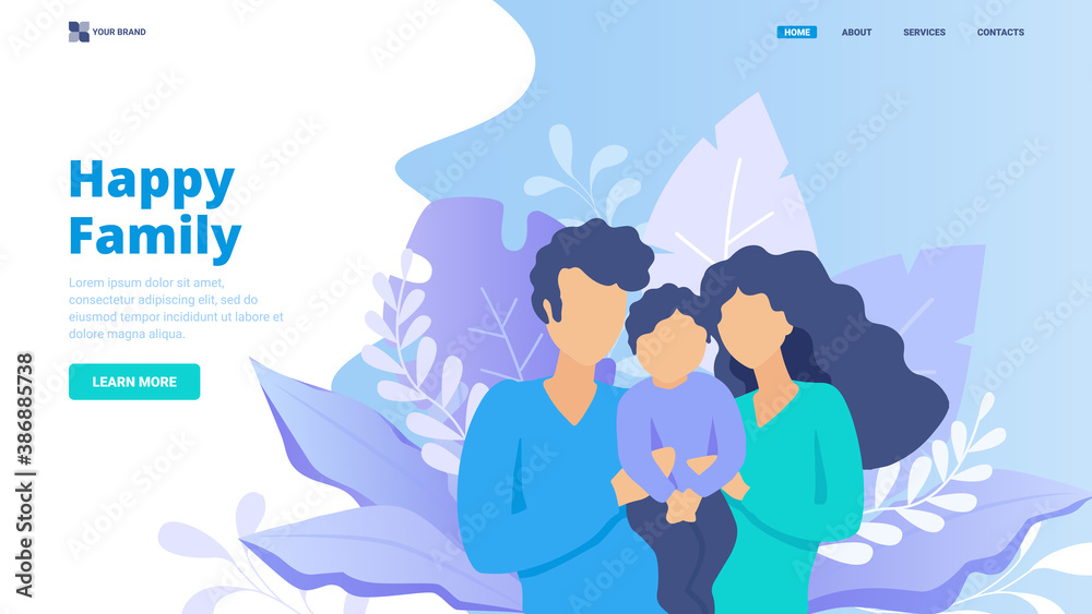 Parenthood, happy family concept. Flat vector illustration for website ...