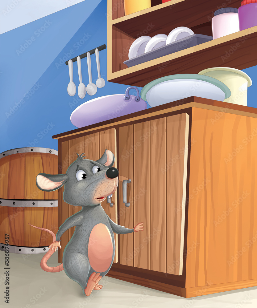 mouse in the kitchens Stock Illustration | Adobe Stock