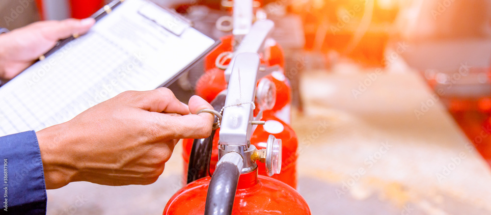 Engineer checking Industrial fire control system,Fire Alarm controller ...