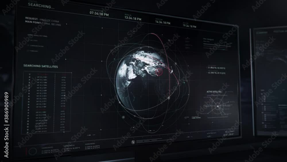 Secret spy data on computer screen. Global searching advanced smart ...