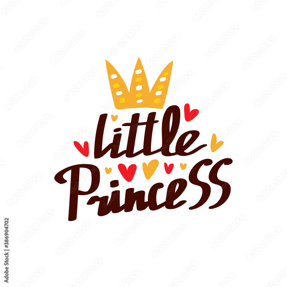 Hand drawn vector lettering. Little Princess. Cute isolated vector ...