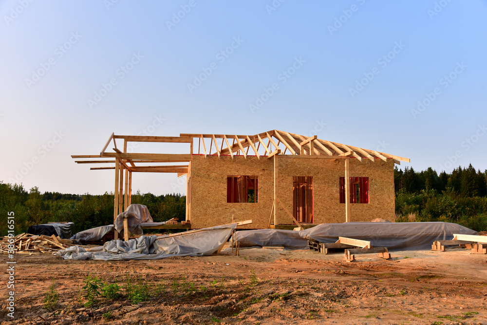 Construction wooden house of Structural Insulated Panels (SIPs) turnkey ...