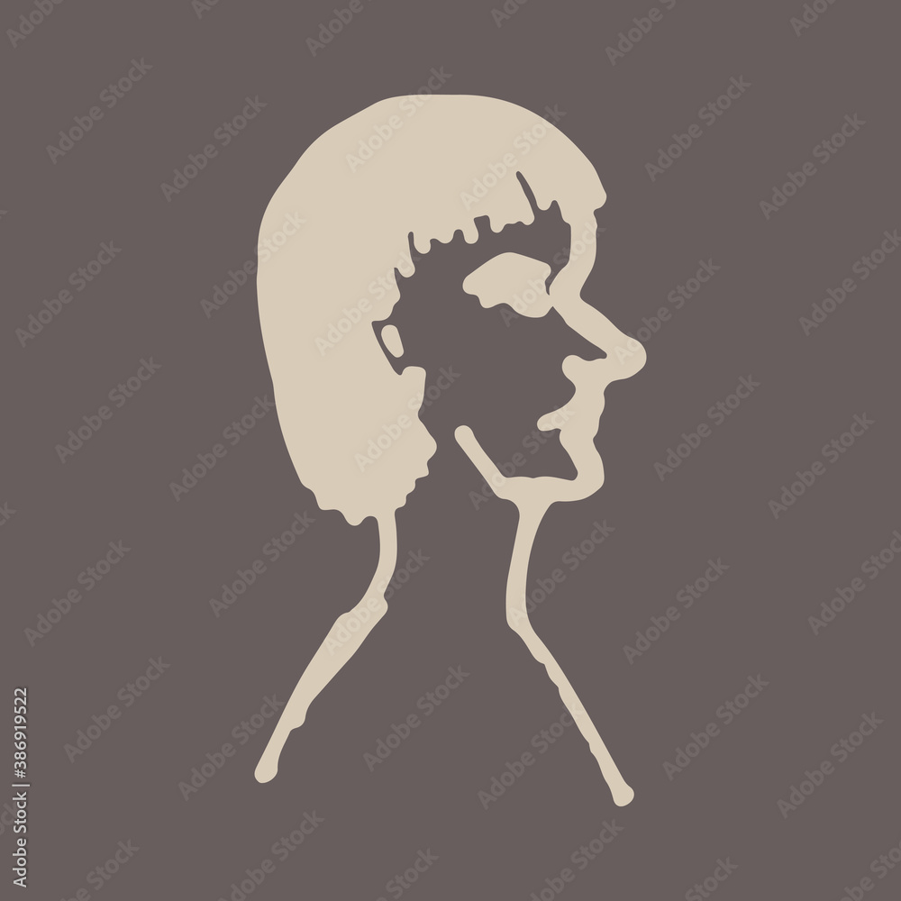 Half face silhouette. Vector hand drawn ink illustration. People's head ...