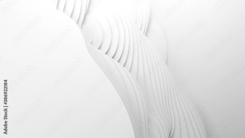 Paper cut abstract animation background loop. 3D clean white carving ...