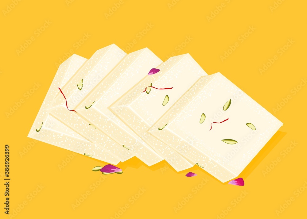 Barfi indian Sweet Dish Food Vector Stock Vector | Adobe Stock