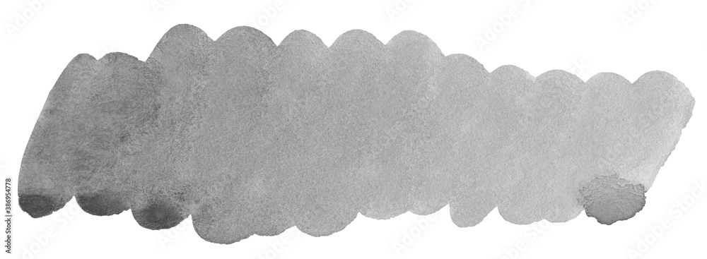 Gray oblong block drawn with watercolor paint with uneven edges, brush ...