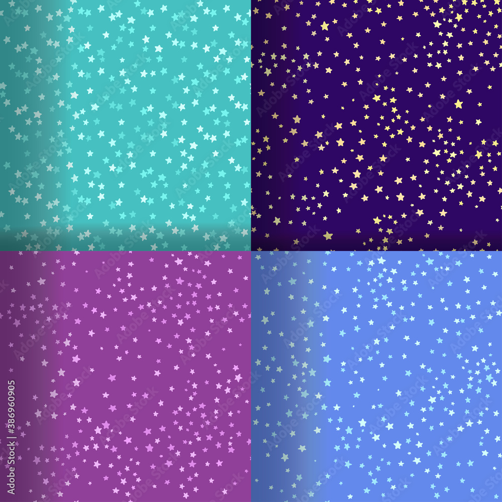 Star pattern set, 4 different color options. Vector illustration ...