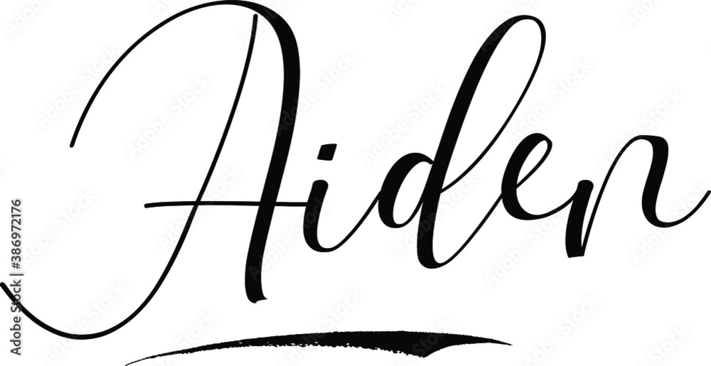 Aiden -Male Name Cursive Calligraphy on White Background Stock Vector ...