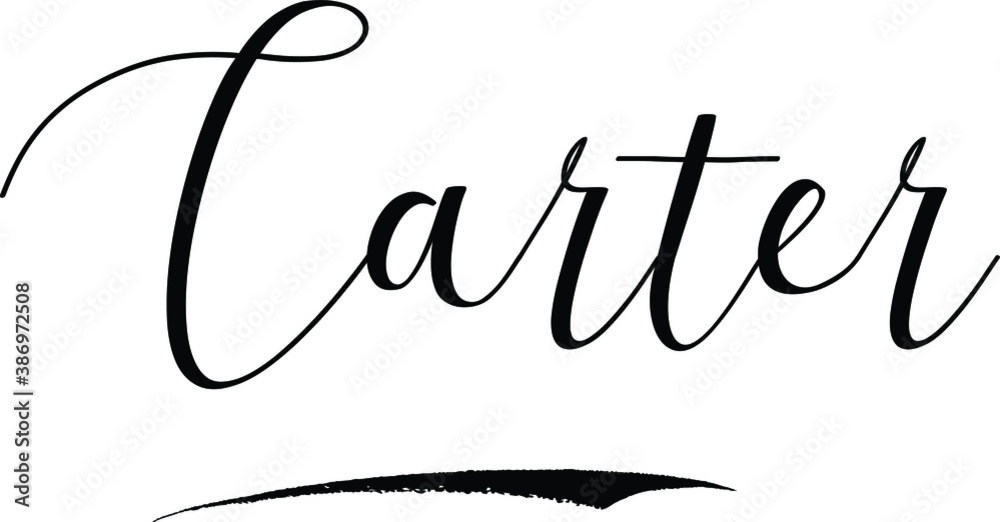 Carter-Male Name Cursive Calligraphy on White Background Stock Vector ...