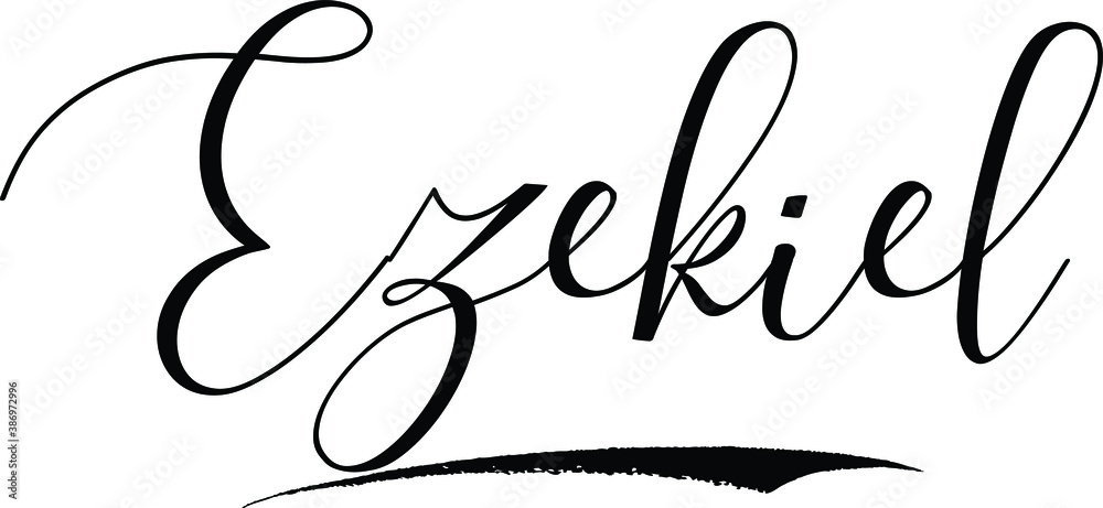 Ezekiel-Male Name Cursive Calligraphy on White Background Stock Vector ...