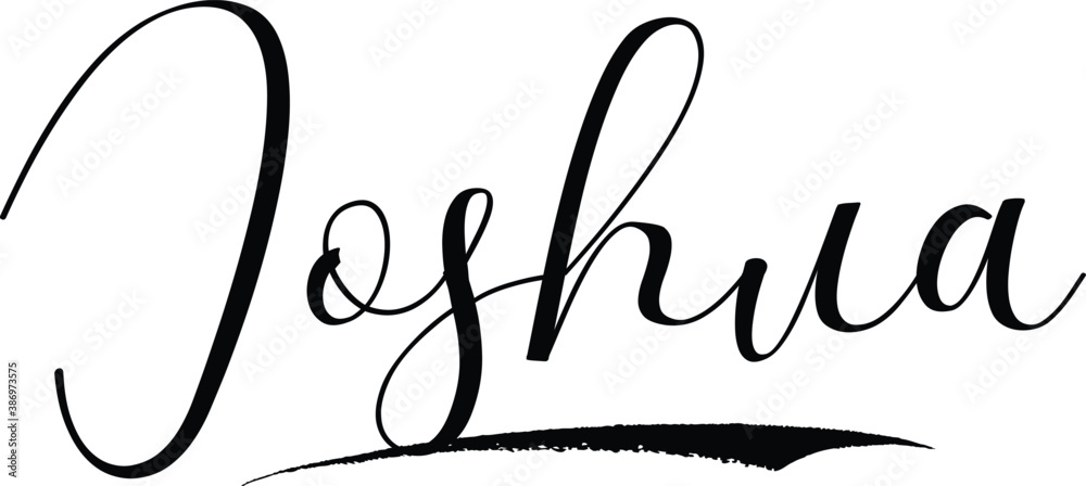 Joshua Male Name Cursive Calligraphy On White Background Stock Vector