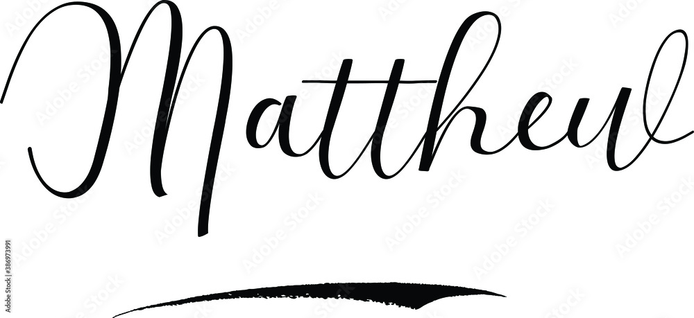 Matthew -Male Name Cursive Calligraphy on White Background Stock Vector ...