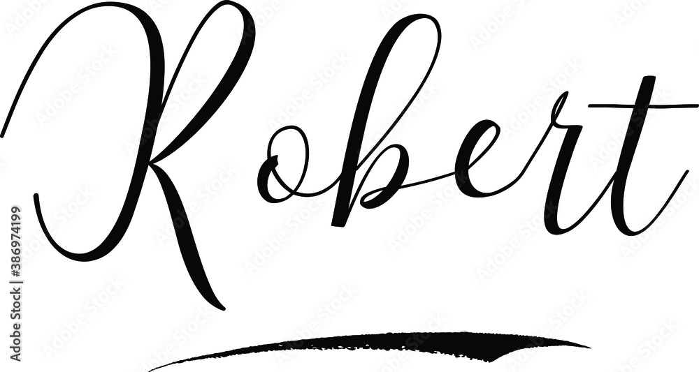 Robert-Male Name Cursive Calligraphy on White Background Stock Vector ...