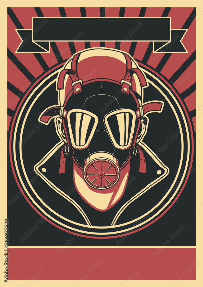 Gas Mask Retro Style Propaganda Poster Stock Vector | Adobe Stock