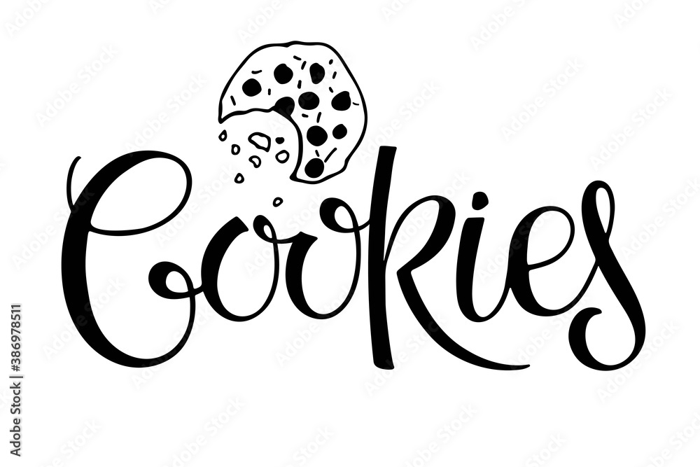 Cookies lettering isolated on white background. Text with hand drawn ...