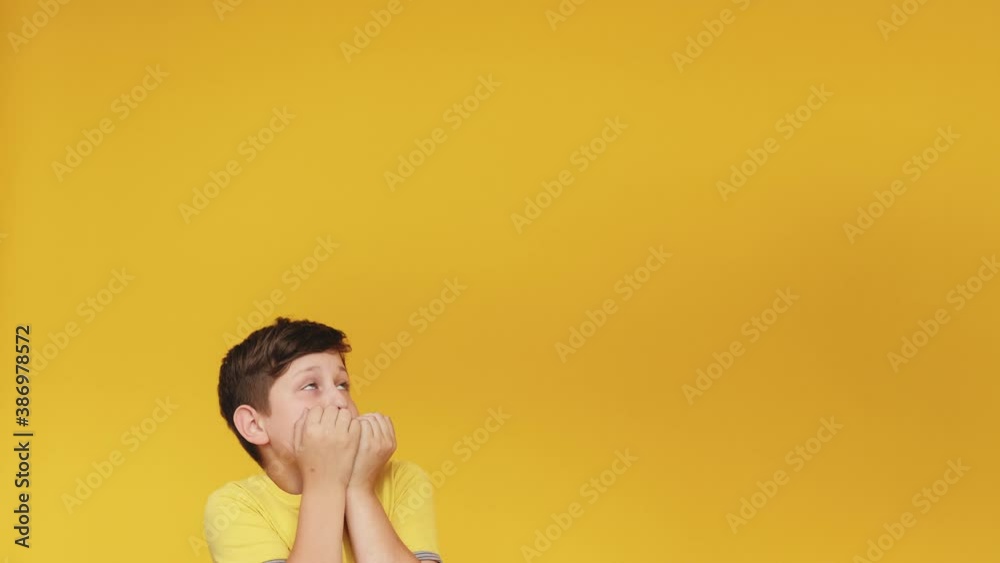 Scared child. Disturbing discovery. Panic fear. Stress trouble ...