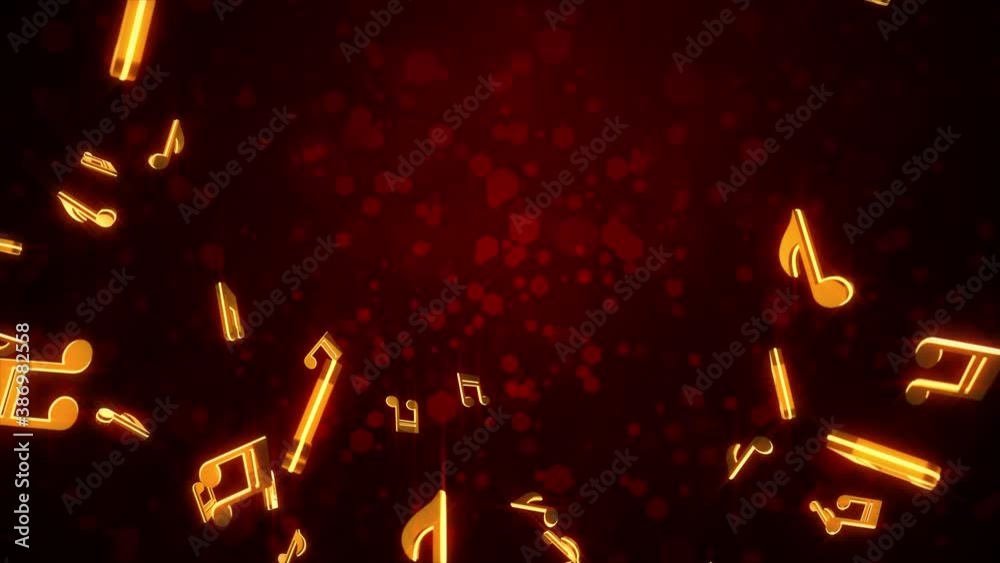4K 3D Golden Dancing Musical Notes animated containing musical notes ...